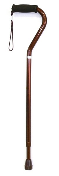 ALUMINIUM OFFSET HANDLE WITH A FOAM GRIP WALKING STICK BRN - Redgumbrand