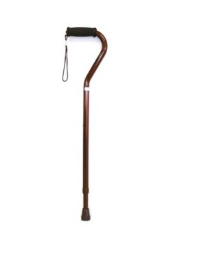 ALUMINIUM OFFSET WALKING STICK + FOAM GRIP - Redgumbrand